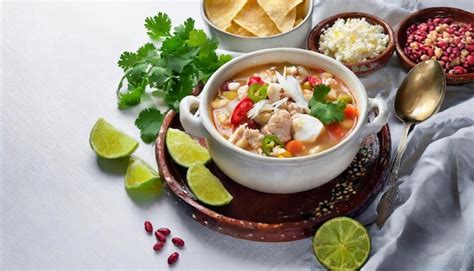 Premium Photo White Background Mexican Pozole In A White Bowl With
