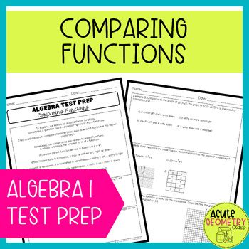 Comparing Functions Transformations Of Functions Worksheet Algebra Review