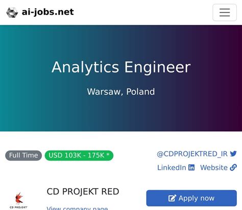 Hiring Analytics Engineer In Warsaw Poland Raimljobs