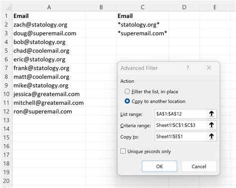 Filter Email Addresses In Excel With Example Psychological Statistics
