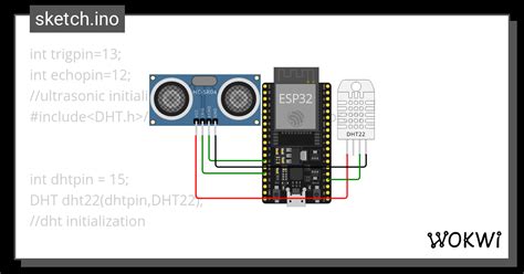 ultra sonic and DHT sensors - Wokwi ESP32, STM32, Arduino Simulator