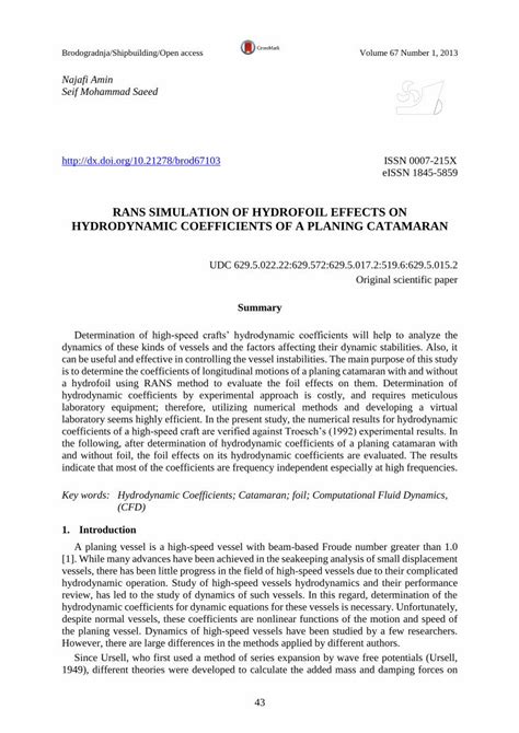Pdf Rans Simulation Of Hydrofoil Effects On Dokumentips