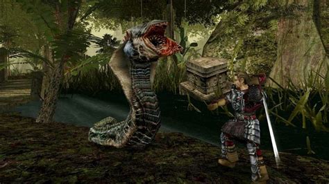 Wąż błotny szczerzy trzy pary zębów na nowej grafice z Gothic Remake