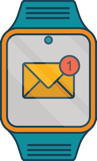 Email Pemberitahuan Tentang Desain Ikon Vektor Tampilan Jam Tangan