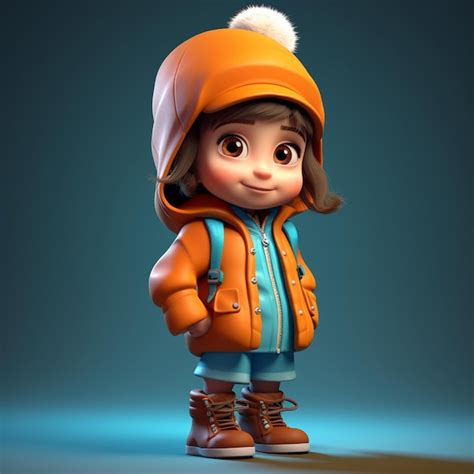 Personaje De Dibujos Animados De Una Niña Con Una Chaqueta Y Botas De