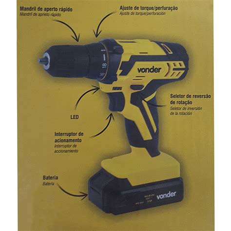 Parafusadeira Furadeira a Bateria V Automática Vonder PFV