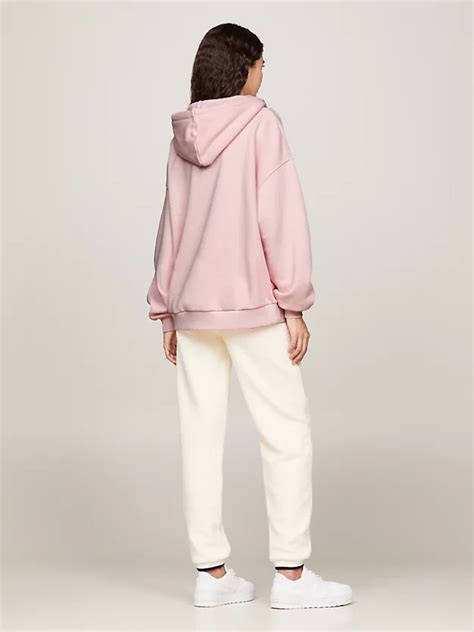 Relaxed Fit Hoodie Mit Th Monogramm Stempel Rosa Tommy Hilfiger