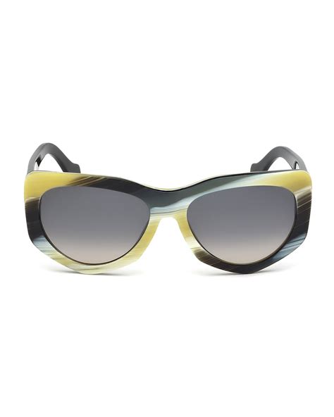 Balenciaga Angled Cat Eye Sunglasses Horn