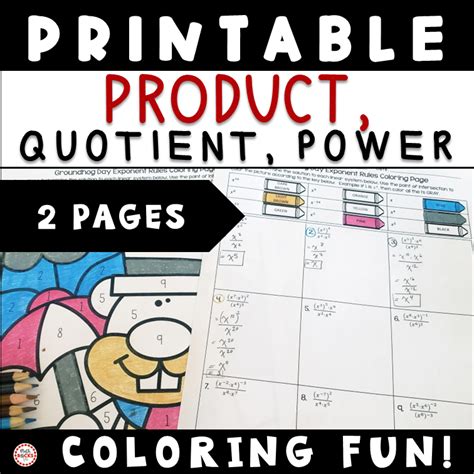 Groundhog Day Simplify Polynomials Using Exponent Rules Coloring