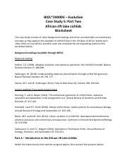 Case Study 5 Part Two Worksheet Pdf BIOL 2400DE Evolution Case