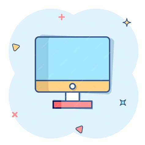 Icona Del Monitor Del Computer In Stile Fumetto Display Tv Fumetto Illustrazione Vettoriale Su