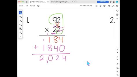 Multiplication Multi Digit Standard Algorithm 2x2 23 G4