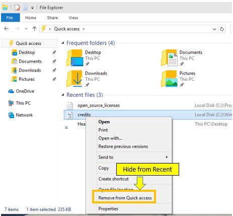Windows Tutorials Hide Specific File Or Folder From Quick Access