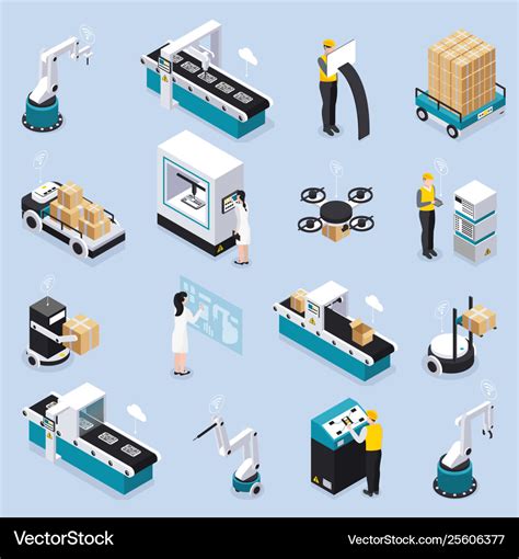 Isometric Smart Industry Icon Set Royalty Free Vector Image