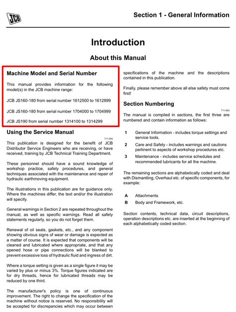 Jcb Js180 Excavator Service Repair Manual