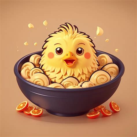Premium Photo Chicken Chill In Ramen Noodle Cartoon Vector Icon