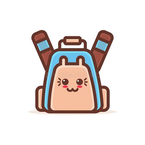 Cute Backpack Cartoon Comic Character With Smiling Face Happy Emoji