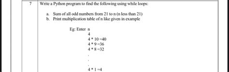 Solved Write A Python Program To Find The Following Using
