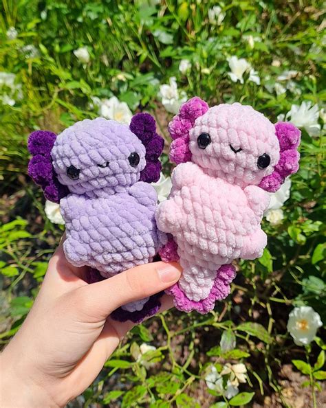 Fluffy Crochet Axolotl Plush Etsy