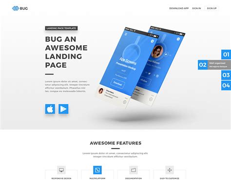Bug App Landing Page Behance