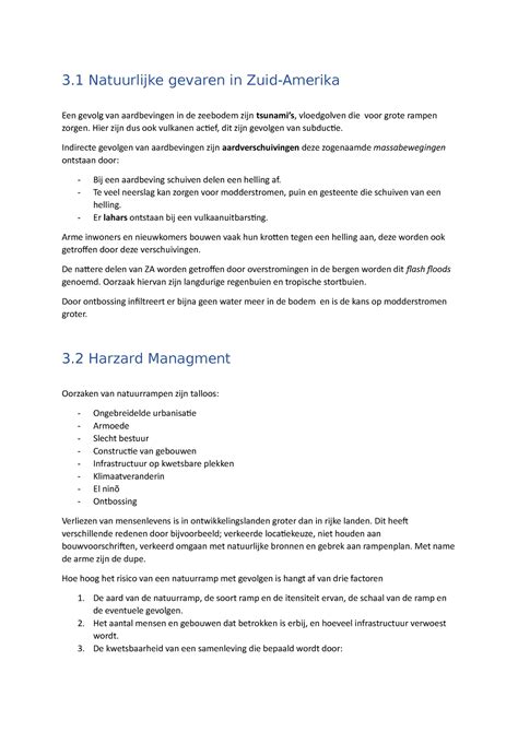 Aardrijkskunde Hoofdstuk 3 Vwo 5 3 Natuurlijke Gevaren In Zuid