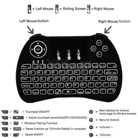 Mini Clavier Bluetooth avec Touchpad souris à distance pour TV BOX pour Android Windows PC
