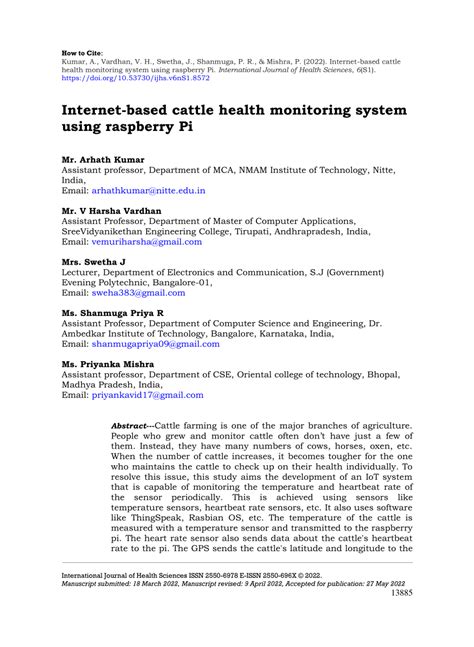 Pdf Internet Based Cattle Health Monitoring System Using Raspberry Pi