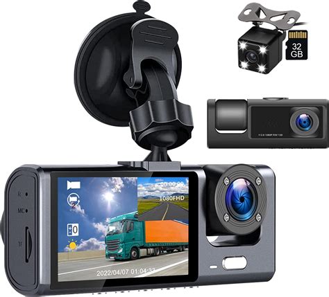 Hikity 3 Lens Dashcam Car Front And Indoor Parking Monitoring Car