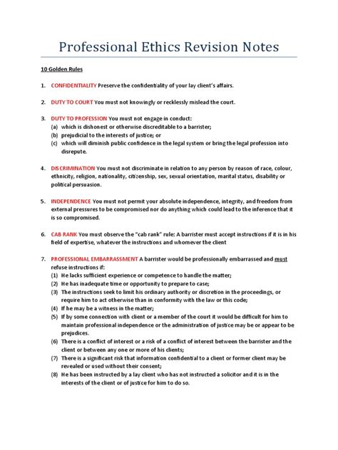 Professional Ethics Revision Notes Pdf