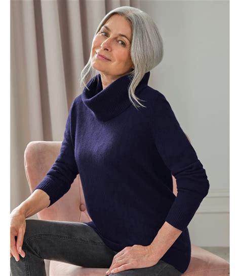 Navy Pure Cashmere Cowl Neck Jumper Woolovers Au