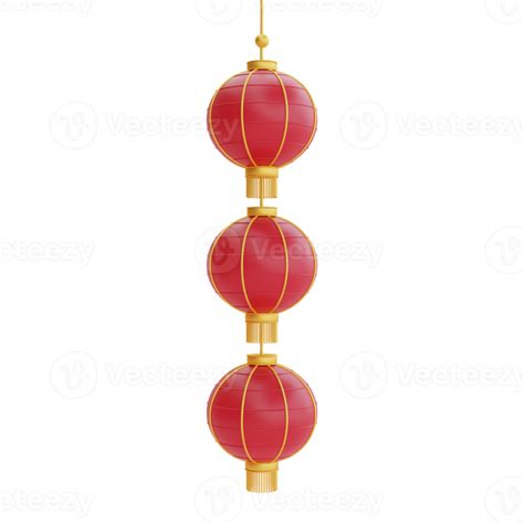 3d Festive Lanterns Hanging Isolated Decoration For Chinese New Year