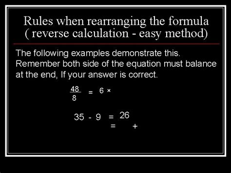 functional skills maths using reverse calculations and rearranging