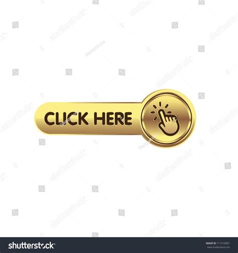 Golden Click Here Button Hand Clicking Stock Vector Royalty Free