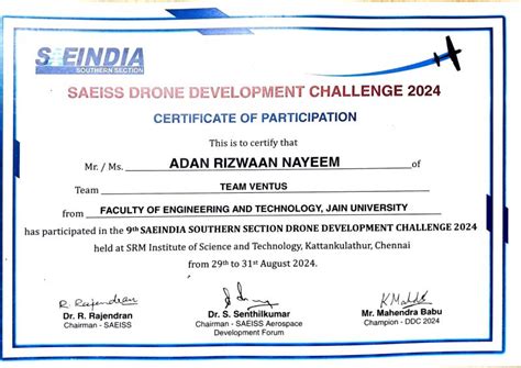 Hey Connections I Recently Participated In The Saeiss Drone Development Challenge Ddc 2024