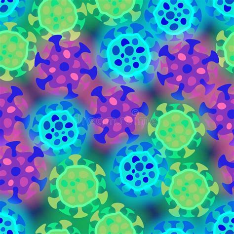 Hand Drawn Microorganisms And Viruses With Glowing Effect Seamless