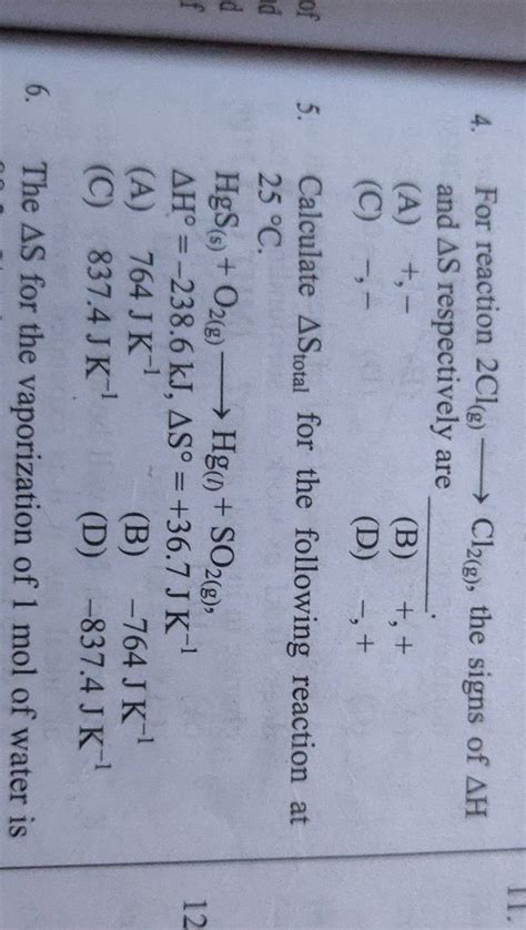Calculate Δstotal For The Following Reaction At 25∘c Hgss O2 G H