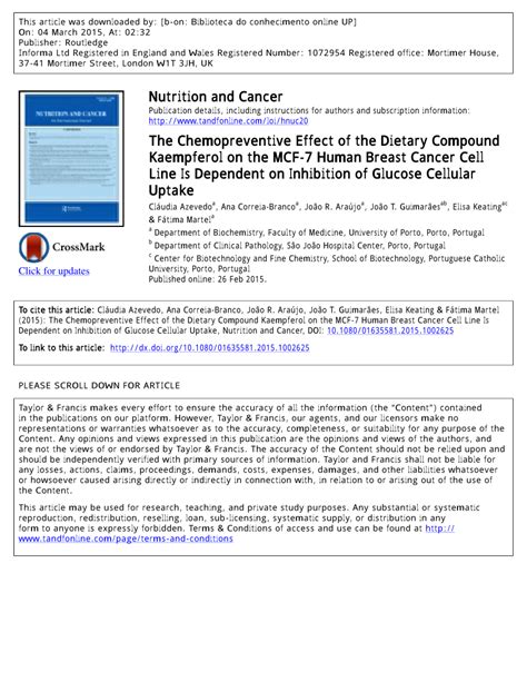 Pdf The Chemopreventive Effect Of The Dietary Compound Kaempferol On