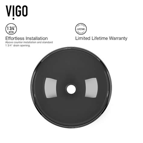 Vigo Vessel Sink Sheer Black Glass Vessel Round Modern Bathroom Sink