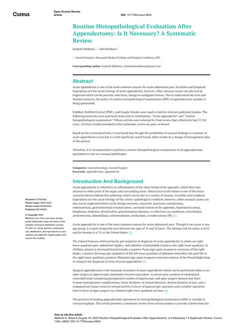 Pdf Routine Histopathological Evaluation After Appendectomy Is It Necessary A Systematic Review