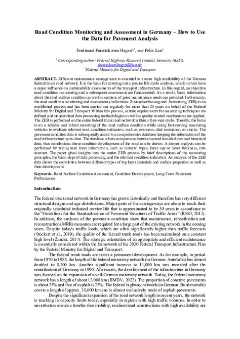 Pdf Road Condition Monitoring And Assessment In Germany How To Use