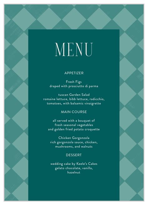 Classic Checker Wedding Menus By Basic Invite