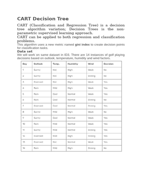 cart decision tree pdf