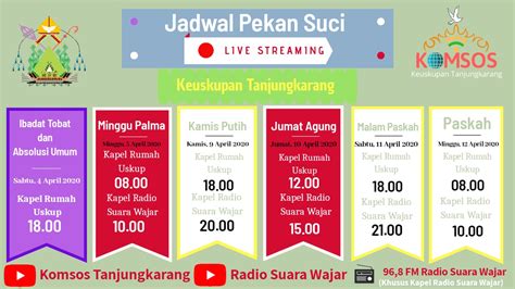 Jadwal Live Streaming Ekaristi Pekan Suci Keuskupan Tanjungkarang