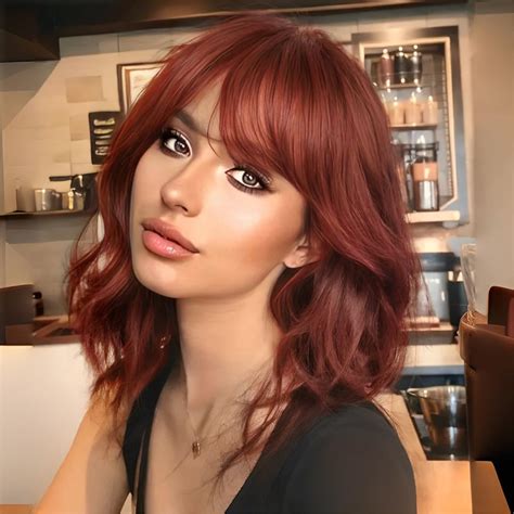 Getshow Short Red Bob Wigs For Womensynthetic Wavy Curly Hair Wig With Bangs For