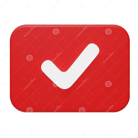 3d Rectangle Red Checkbox Check Mark 3d Illustration Isolated On