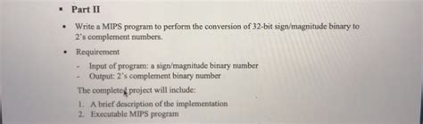 Solved Part Ii • Write A Mips Program To Perform The