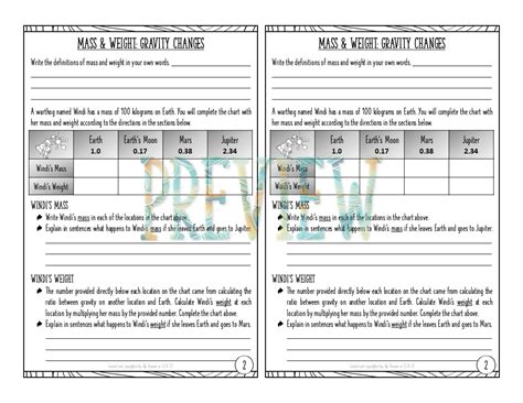 Mass And Weight Interactive Notebook Pages And Powerpoint Notes Made
