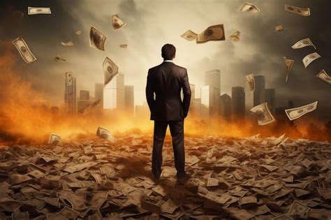 Premium AI Image A Businessman Stand In Front Of A Fire Corporate