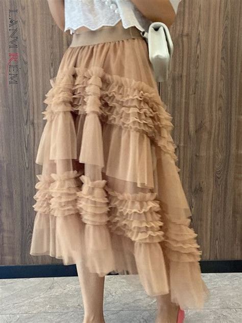 Irregular Mesh Ruffles Cake Skirt Karanube Womens Fashion Modest