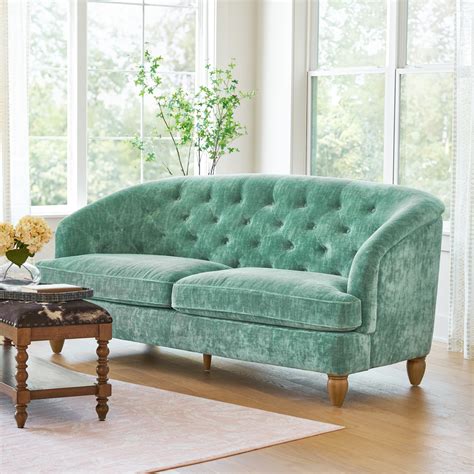 The Pioneer Woman Laurel Tufted Sofa Teal Velvet 7953 In